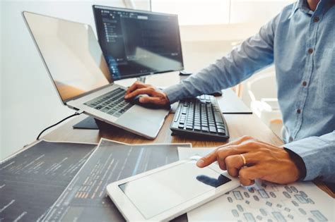 Premium Photo Developing Programmer Team Development Website Design And Coding Technologies
