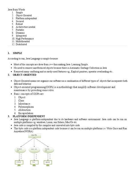 Java Buzz Words Pdf Java Programming Language Cross Platform