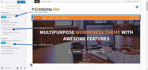 How To Configure Header Layout Edigital