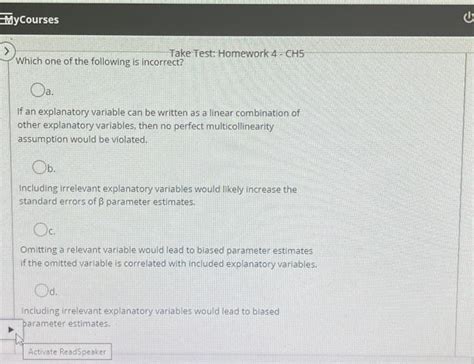 Solved Take Test Homework 4 Ch5 Which One Of The