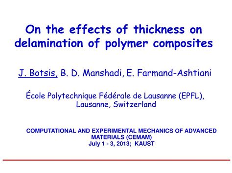 Ppt On The Effects Of Thickness On Delamination Of Polymer Composites Powerpoint Presentation