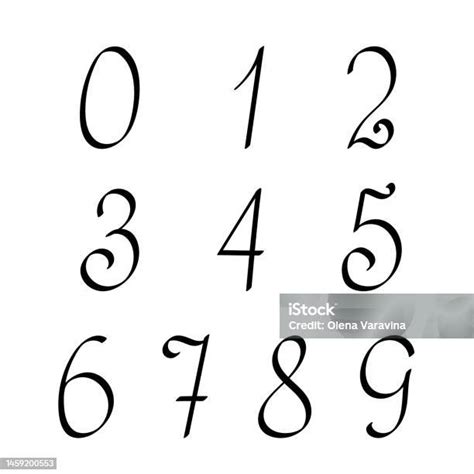 알파벳의 일부로 숫자 간단한 검은 선형 벡터 일러스트 붓글씨 Abc 귀여운 재미 장식 필기 필기 숫자 수학 기호 0명에 대한 스톡 벡터 아트 및 기타 이미지 Istock