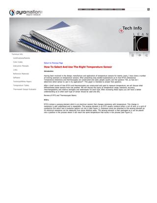 Selecting And Using The Right Temperature Sensor PDF