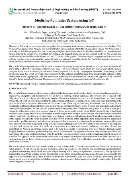 Mediminder Iot Based Smart Medicine Box Pdf Internet Of Things Internet