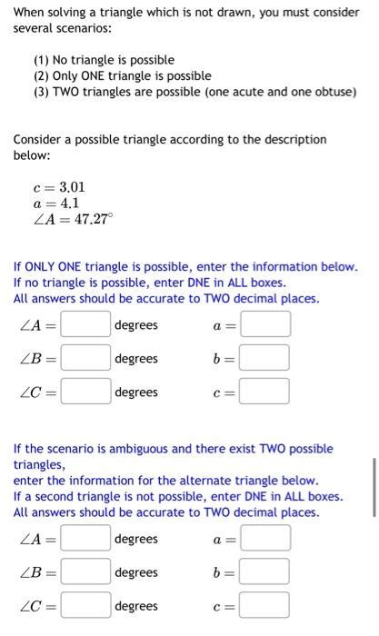 Solved When Solving A Triangle Which Is Not Drawn You Must Chegg