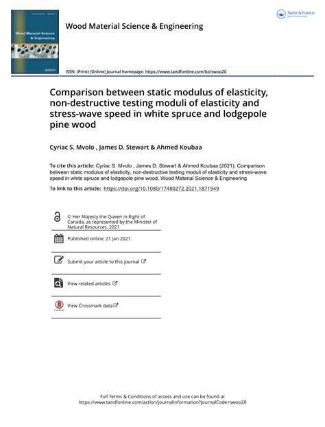 Pdf Comparison Between Static Modulus Of Elasticity Non Destructive Testing Moduli Of