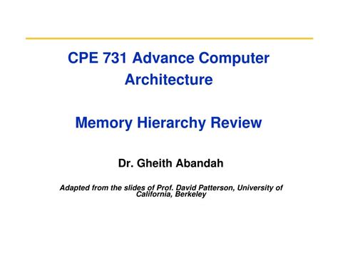 Ppt Cpe 731 Advance Computer Architecture Memory Hierarchy Review