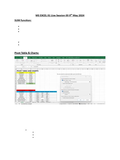 ms excel live session summarised pdf