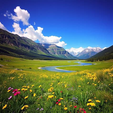 Explore The Serenity Of Nature A Lush Green Meadow
