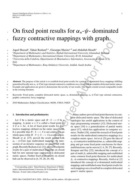 Pdf On Fixed Point Results For α ∗ ψ Dominated Fuzzy Contractive