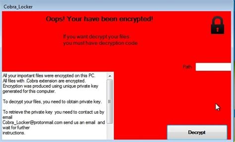 Cobra Virus File Cobra Locker Ransomware Remove It