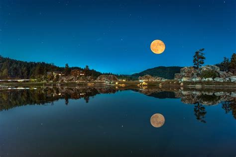 Lake Moon Night Lake Big Bear Lake Night