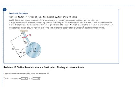 solved required information problem 16 091 rotation about