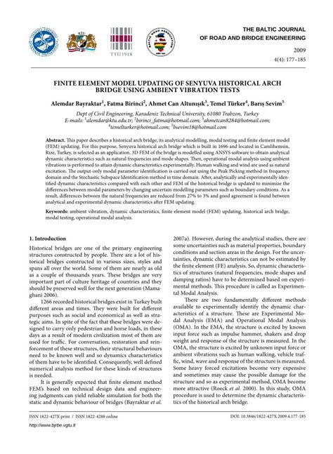 pdf finite element model updating of senyuva historical … dokumen tips