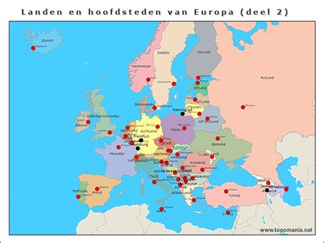 Kaart Van Europa Met Hoofdsteden En Grote Steden Úbeda Provincie