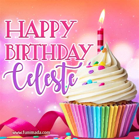 Colorful Cupcake Happy Birthday Celeste Animated  Download On