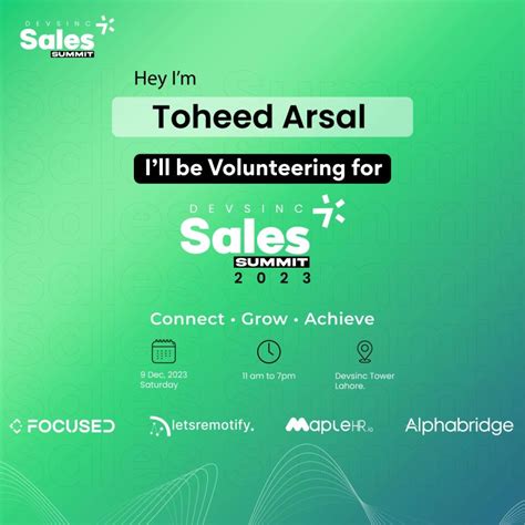 Toheed Arsal On Linkedin Grateful For The Opportunity To Volunteer At The Sales Summit Hosted By