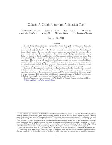 Pdf Galant A Graph Algorithm Animation Tool · Three Primary Roles