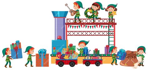 Premium Vector Elves Making Christmas Presents