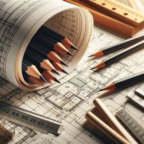 Premium Photo Architectural Background With Blueprints House Model Calculator And Pencils