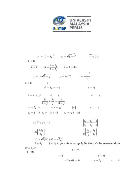 Exercise 1 Complex Numbers Pdf Complex Number Mathematics