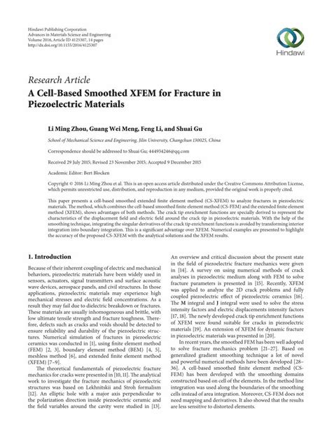 Pdf Research Article A Cell Based Smoothed Xfem For Fracture Is Paper Presents A Cell