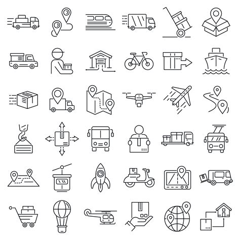 Relocation Icons Set Outline Style 8882918 Vector Art At Vecteezy
