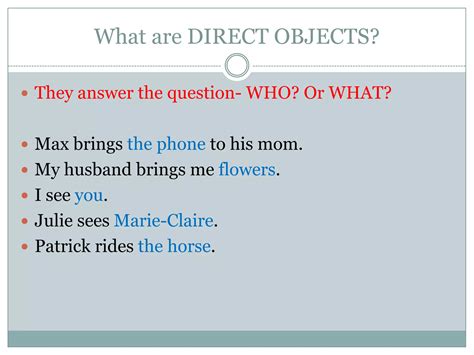 Direct Objects And Direct Object Pronouns PPTX