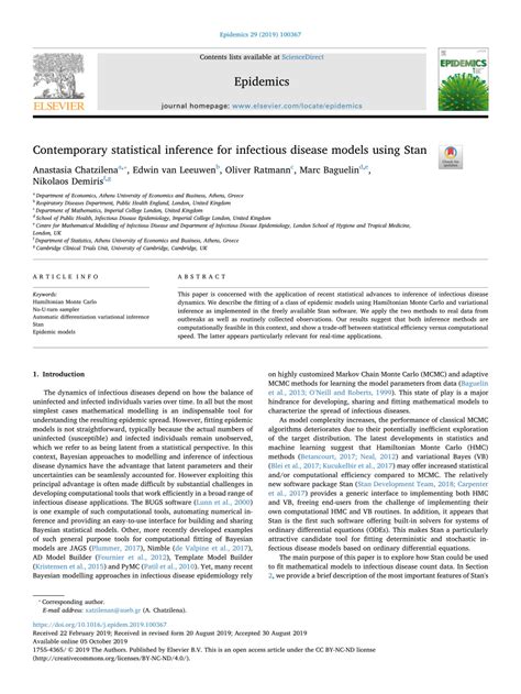 Pdf Contemporary Statistical Inference For Infectious Disease Models Using Stan