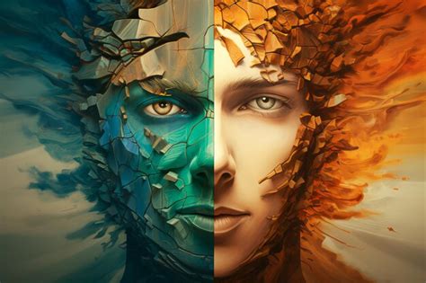 Premium Ai Image Two Different Parts Of A Persons Face Art Concept Of Bipolar Disorder Human