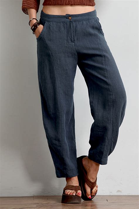 Women Casual Pencil Pants Linen Trousers K7055 Fantasylinen