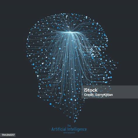 인간의 빅 데이터 시각화 미래의 인공 지능 개념입니다 사이버 마인드의 미학 디자인 기계 학습 헤드 사이드 뷰 및 이진 데이터의 형태로 복잡 한 데이터 스레드 빅데이터에 대한