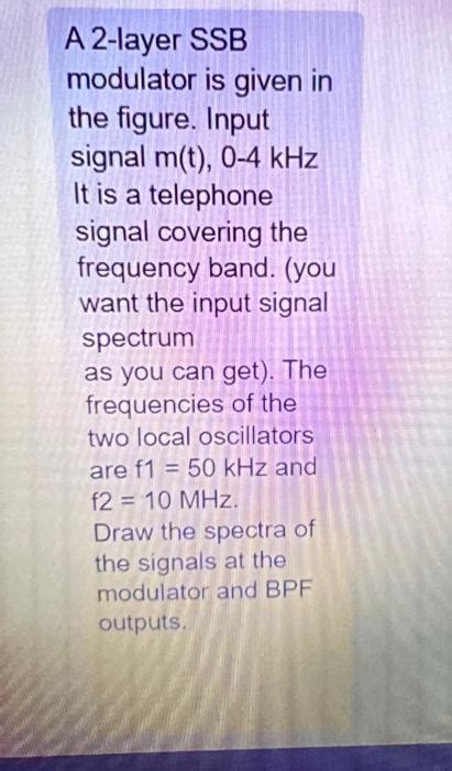 A Layer SSB Modulator Is Given In The Figure Input Chegg Com