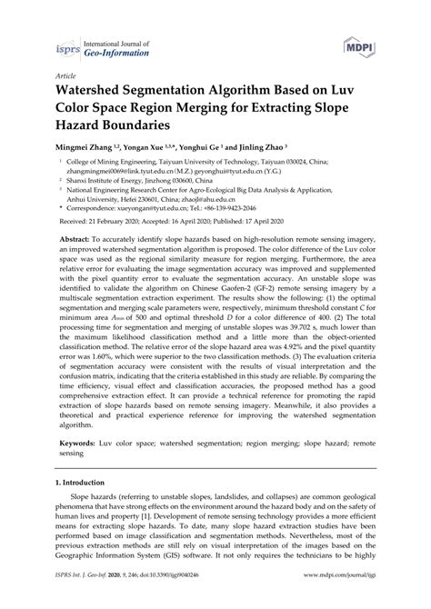 Pdf Watershed Segmentation Algorithm Based On Luv Color Space Region