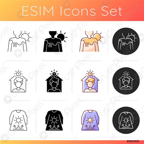 Sunburn And Sunstroke Prevention Icons Set Stock Vector 3823903 Crushpixel