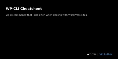Wp Cli Cheatsheet