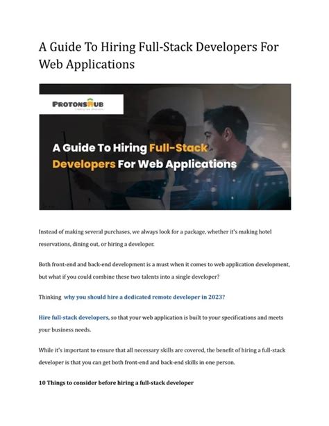 Ppt A Guide To Hiring Full Stack Developers For Web Applications Powerpoint Presentation Id