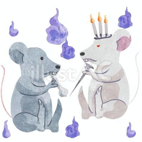 Free Vectors Youkai ③ Mouse Yokai Watercolor