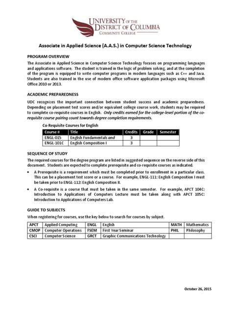 Aas Computer Science Technology Pdf Associate Degree Course Credit
