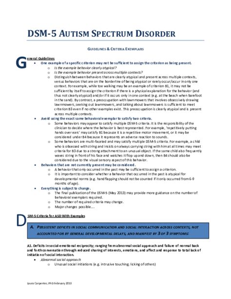 Pdf Dsm­5 Autism Spectrum Disorder Guidelines And Criteria Exemplars