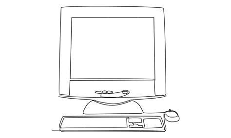 Premium Vector Continuous Line Of Retro Old Classic Personal Computer