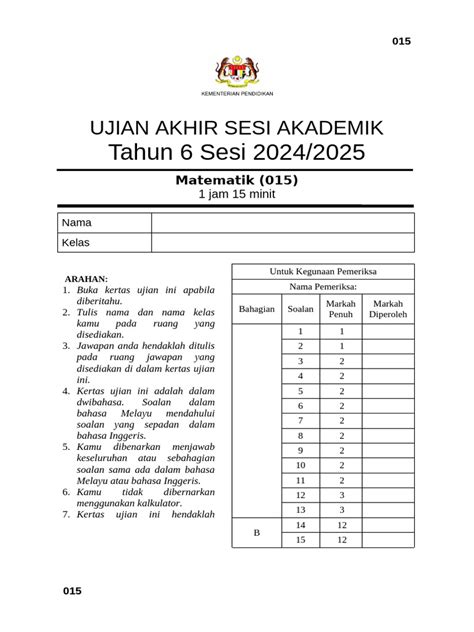 Uasa Tahun 6 Kump 1 Pdf