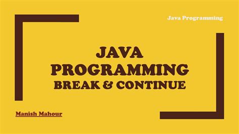Java Programming Break And Continue Statements Youtube