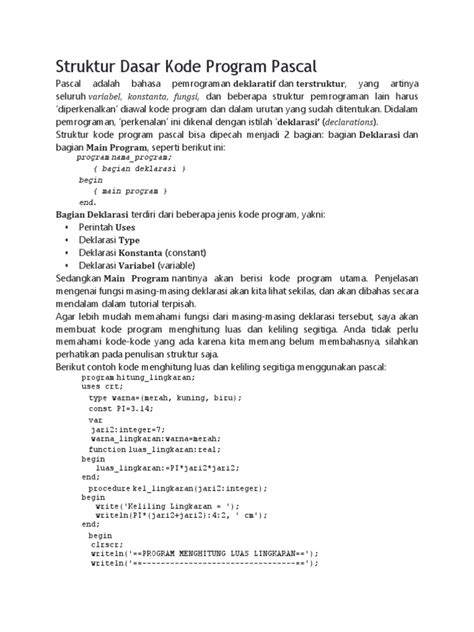 Struktur Dasar Kode Program Pascal Pdf