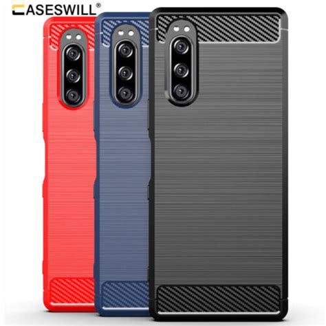 For Sony Xperia 1 5 10 V Iv Iii Ii Case Slim Carbon Fiber Flexible Tpu