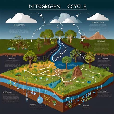 Nitrogen Cycle Labeled Educational Natural Chemical Scheme Graphic With