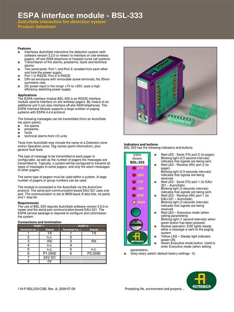 Espa Interface Module Bsl 333 Download Free Pdf Power Supply Data Transmission