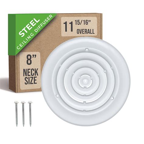 Fits 8 Inch Neck Air Duct Steel Round Air Supply Diffuser For Ceiling