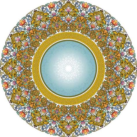 دانلود وکتور لایه باز قاب و فریم دایره ای نقوش اسلیمی دیجیو