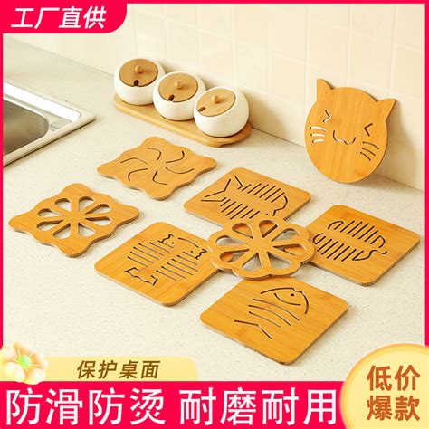耐高温防烫竹制家用隔热垫隔热餐垫卡通可爱防烫垫砂锅垫厨房大号